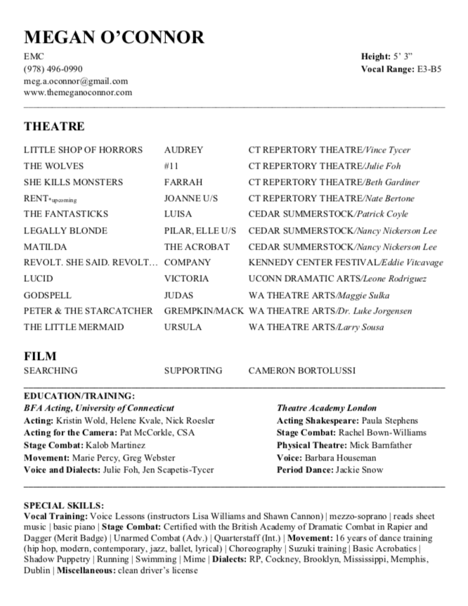 MEGAN O'CONNOR | UConn Dramatic Arts