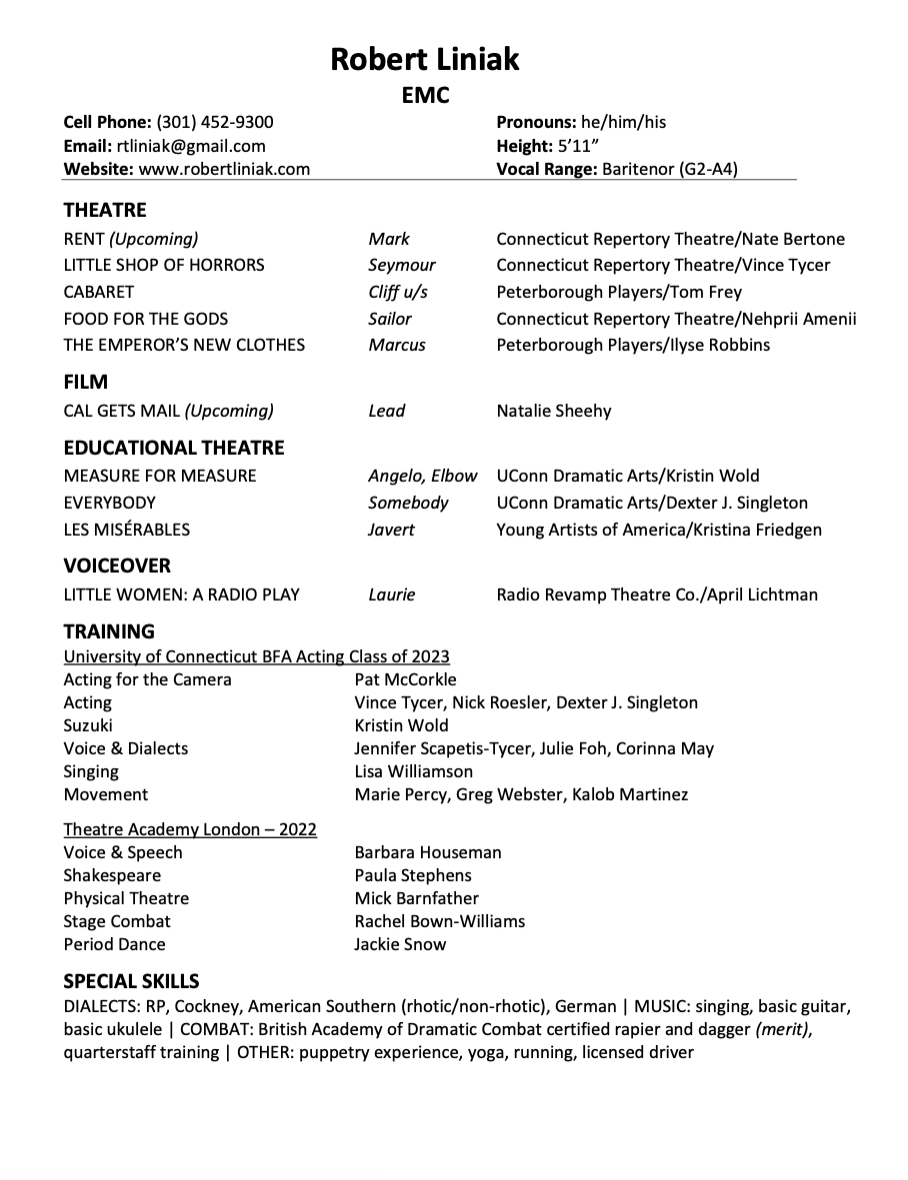 ROBERT LINIAK | UConn Dramatic Arts